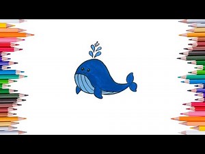 How to draw a Blue Whale? Easy drawing for kids! Step-by-step tutorial!