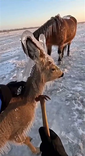 Animals Trapped in Ice Armor After Freezing Rain ❄️🦌