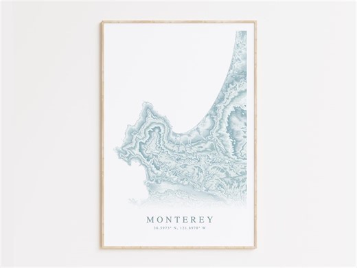 Monterey California Map Print, Monterey Gift, California Gift, Monterey Bay California, Carmel by the Sea Map, Beachy Wall Art, Surf Poster - Etsy