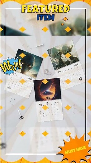 Alien 2026 Wall Calendar - Sci-Fi Space Theme Monthly Planner, Extraterrestrial Home Decor
