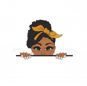 Peekaboo Afro Girl Embroidery Design: Machine Embroidery (instant Download) - Etsy