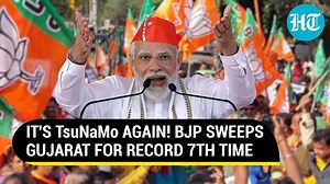7.3K views · 768 reactions | #Modi magic scripts history for #BJP in #Gujarat with 156 seat strong sweep in an assembly of 182. The party broke Madhavsinh Solanki's record 149 seats victory in the year 1985 as #Congress gets reduced to history in Gujarat. | Hindustan Times | Facebook