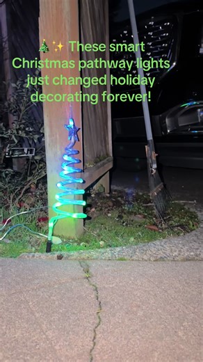 Light up your holidays with these Smart RGB Christmas Spiral Tree Pathway Lights. Each 8-pack features color-changing LEDs that sync to music and can connect up to 3 sets for a dazzling display. Weatherproof, app-controlled, and customizable these lights make any yard a showstopper! 🎄 Buy now and make your Christmas more eye-catching than ever! #christmasdecor #christmaslights #pathwaylights #tiktokshop #tiktokmademebuyit