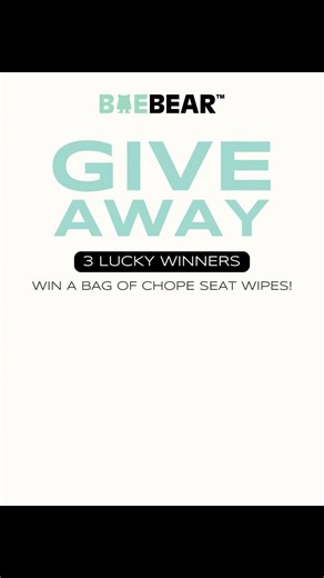 🎉 CHOPE SEAT MINI WIPES GIVEAWAY! 🎉 We’re picking 3 lucky winners — each will receive 10 packs of Chope Seat Wet Wipes! ✨ Perfect for every foodie adventure! 🍜 Why customers loves our Chope Seat Mini Wipes: ✅Premium 65gsm thickness: built for heavy messes ✅Water-based formula: gentle, fresh & practical ✅Baby-friendly: suitable for mouth, face & hands ✅Pocket-size packs: easy to bring everywhere How to Join: 1️⃣ Like this post ❤️ 2️⃣ Follow us on Facebook → @baebear.sg 3️⃣ Tag 3 friends who lo