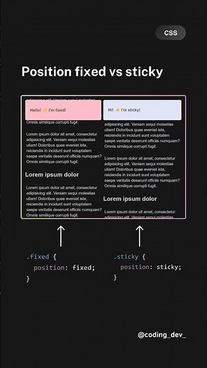 CSS Position Fixed vs Sticky 🤯🤯🤯 #webdeveloper