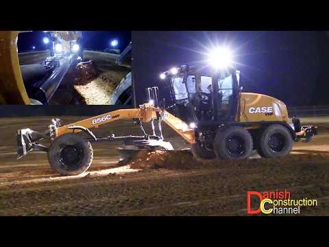 Hervè Giving The Case 856 AWD Grader A Test Drive At Night: Dual Cam View