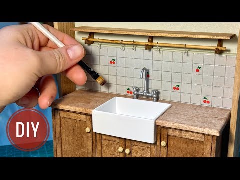 Tiny Realistic Kitchen Sink, Faucet & Cabinets | 1:10 Scale DIY
