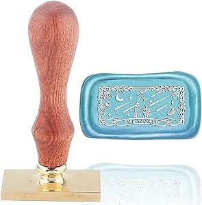 CRASPIRE Wax Seal Stamp Fairy Vintage Sealing Wax Stamps Moon Meteor Rectangle Removable Brass Head Sealing Stamp with Wooden Handle for Halloween Wedding Invitations Christmas Xmas Party Gift Wrap
