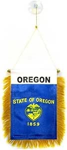 AZ FLAG Oregon mini Banner 6'' x 4'' - US state of Oregon PENNANT 15 x 10 cm - mini Banners 4x6 inch suction cup hanger