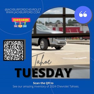 Scan the QR or follow the link to see our amazing selection of 2024 Chevy Tahoes! https://bit.ly/3YO61VH #wesellcars #Chevrolet #ChevyDealer #chevytahoe | Jack Burford Chevrolet
