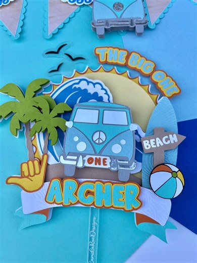 The Big One Cake Topper | Surfing 1st Birthday Decor | the Big One Decor | Beach Theme Birthday Cake Topper | First Wave Cake Topper - Etsy