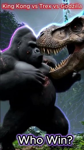 The Ultimate 3-Way Battle! 👊 #godzilla #kingkong #trex #shorts
