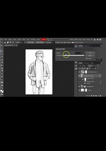 How to convert image into pencil sketch in photopea#Photopea Tutorial