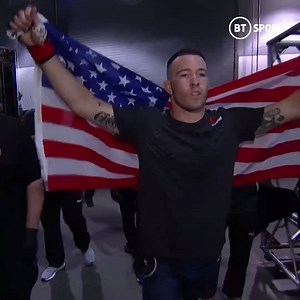 🎶 You suck! You suck! You suck! 🎶 Colby Covington takes to #UFCNewark to Kurt Angle's infamous entrance music 😂🤣 SOUND ON! This is excellent! 🔊 | TNT Sports Football