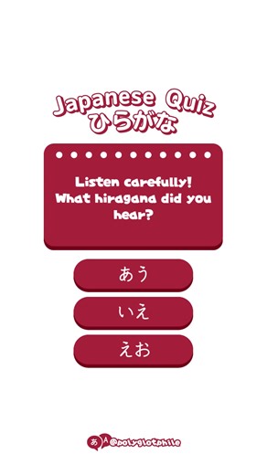🇯🇵 Daily Japanese Quiz — Part 1: Listening Challenge 🎧 Choose the correct HIRAGANA 👂🏻✅ #japanese #learnjapanese #hiragana #nihongo #quiztime