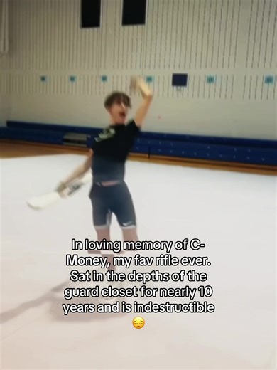 Had to retire him cuz our guard switched to wooden rifles :( #fyp #rifle #colorguard #winterguard #marchingband