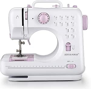 DONYER POWER Electric Sewing Machine Portable Mini with 12 Built-in Stitches, 2 Speeds Double Thread, Embroidery,Foot Pedal
