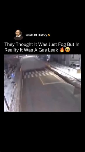 Inside Of History on Instagram: "Most people see a weather phenomenon. A chemist sees a suspended bomb waiting for a spark. 🌫️💥 You are looking at a catastrophic “vapor cloud explosion.” That low-lying white mist isn’t fog; it is a massive leak of heavy gas—likely LPG or Propane—that has settled on the ground because it is denser than air. The driver unknowingly drove into a trap. The moment the car entered the cloud, its internal combustion engine became the detonator. The intake sucked in th