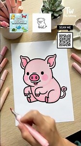 ASMR Coloring: Cute Little Pig 🐷🌸 #coloringbook #pig #coloringpages