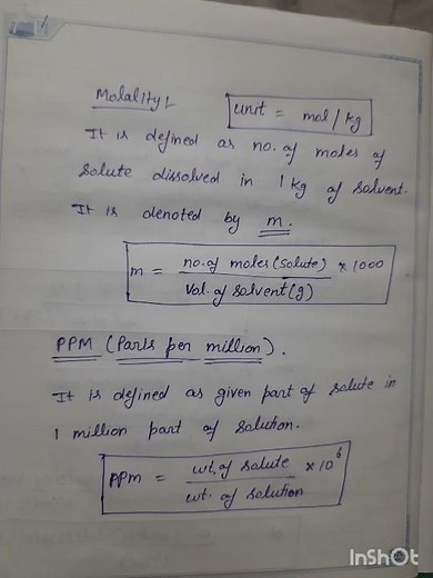 molality and ppm#solution#