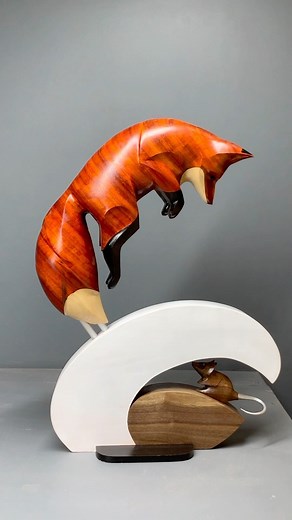 SCULPTURE • INTERIOR DECOR | Winter hunting🤍 Carving process 🌱 The sculpture was sold. Write to DM for the repeat. Fox: padauk, Elm, Eben, oil Mouse: walnut,... | Instagram