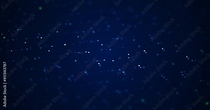 Binary code, internet and software on dark background for technology, research and cybersecurity. Overlay, digital wallpaper and dots, line and stream for programming, coding and computer data