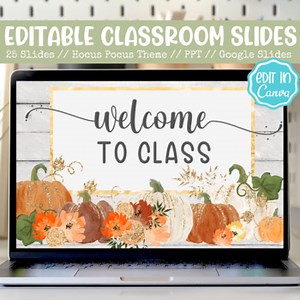 EDITABLE Class Slide Deck | Fall Pumpkin Theme PowerPoint Template | Canva