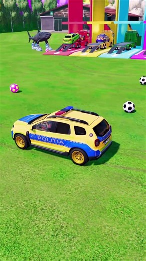 Double Flatbed Trailer Truck vs speedbumps |Police car vs speedbumps | Beamng Drive | #58