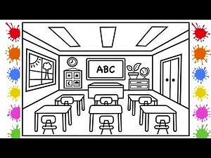 How to Draw a Classroom for Kids | Easy Step-by-Step Drawing & Coloring Tutorial