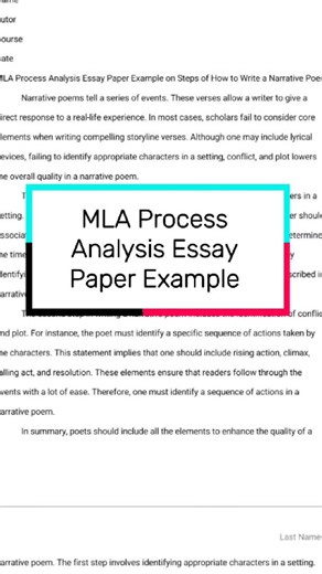 Professional Essay Writing on Instagram: "MLA Process Analysis Essay Paper Example on Steps of How to Write a Narrative Poem #MLA, #process, #analysis, #forstudents, #essayhelp"