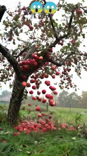 Ripened Red Apple in Thunderstorm 🌧️