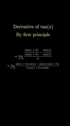 Derivative of Tan(x) By First Principle