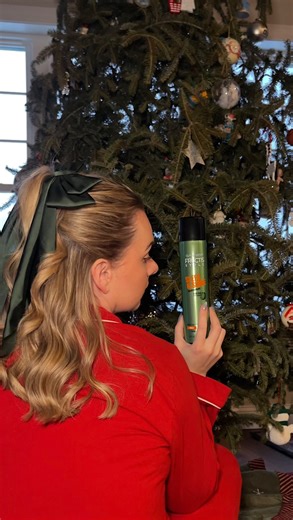 Rachel Triller on Instagram: "Merry Christmas to all!! A quick topsy tail will add volume and bounce to your half up half down hairstyle. And the Garnier Fructis Sleek & Shine Hairspray will lock everything in place. Thank you @garnierusa for the gift, I’m obsessed with this bow!! 🎄🎁💁‍♀️ • • • #holidayhair #easyhairstyles #halfuphalfdownhairstyle #hairtutorial #giftedbygarnier #garnierfructis"
