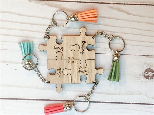 Best Friend Gift, Custom Keychain, Personalized Keychain, Puzzle Piece Keychain, Group Gift for Christmas, Girl's Trip, BFF Present - Etsy