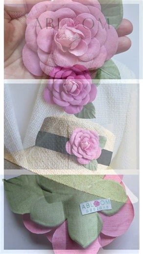 Handmade camellia brooch/boutonniere in upcycled cotton