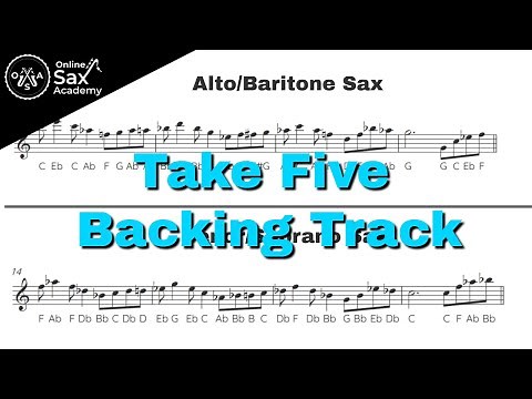 Take Five Backing Track: Tune + Solo Section, Transcription of Paul Desmond's Solo Included! #19