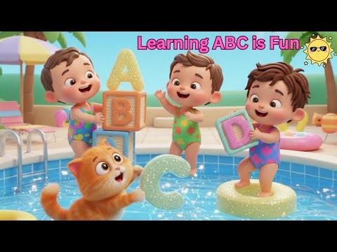 ABC Pool Party! 💦 Learning the Alphabet is Fun! | The Rhyme Cartoon Club #abcsong #toddlerlearning