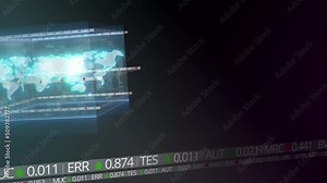 Generic background animation template with financial theme, ticker with current stock prices and world map