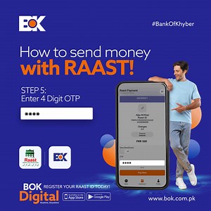 5.3K views · 31 reactions | RAAST aur BOK Digital ke saath enjoy karein FREE INSTANT PAYMENTS & FUNDS TRANSFER kabhi bhi, kaheen bhi! Send money through your RAAST ID in 5 Simple Steps. Download BOK Digital and Register your RAAST ID today: https://bit.ly/BoKDGTL #RAAST #SBP #BankofKhyber #BoK #BoKDigital | Bank of Khyber | Facebook