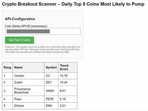 get your daily top 5 coins most likely to pump