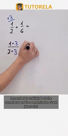 Learn Fraction Addition: 1/2 + 1/6 Step by Step #Math #OperationsWithFractions #AdditionOfFractions
