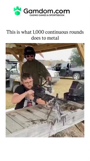 crazy & trending video on Instagram: "The video captures an M249 SAW machine gun firing 1,000 rounds in a single burst, causing the barrel to reach temperatures exceeding 1,000°C, leading to visible glowing and deformation from rapid propellant gas expansion and friction. Conducted by YouTuber Josh Cobb (@thejoshcobb ) and Otter Creek Labs in early 2026, this test demonstrates suppressor failure under sustained fire, emphasizing why military designs incorporate quick-change barrels to avoid cook