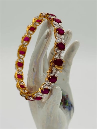 Real ruby in cubic marque stone braslet