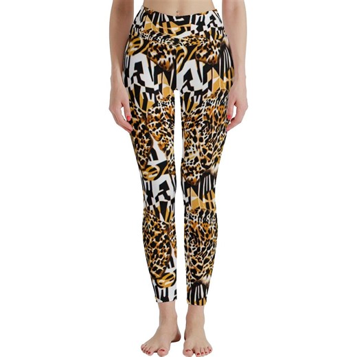 Bold Abstract Leopard Print Yoga Pants Geometric Gold Black White High Waist Leggings Women - Etsy