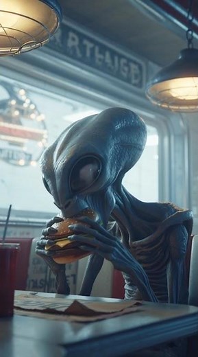 👽 Alien Tries a Burger for the First Time! 🍔 | Funny Sci-Fi Short #shorts #food #alien