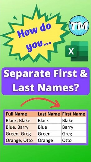 FAST Way to Separate First and Last Names in Excel | Excel Tips and Tricks #Shorts