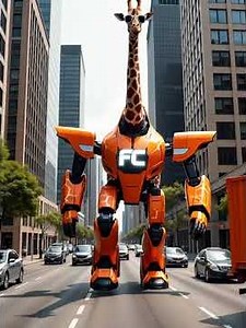 When a Giraffe Turns Into a Giant Robot! #viral #robot #animals #car