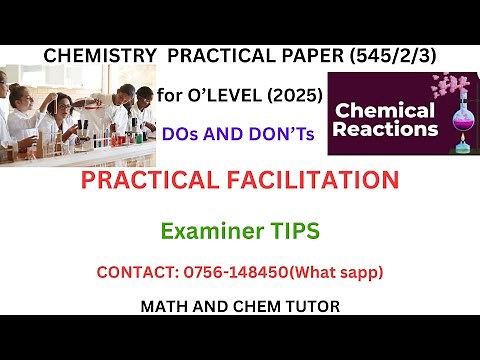 O'LEVEL CHEMISTRY PRACTICAL FACILITATION :CUTTING EDGE TACTICS : SCORING GUIDE