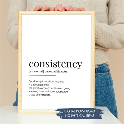 Consistency Definition Wall Art — Steady Commitment (digital Download) - Etsy