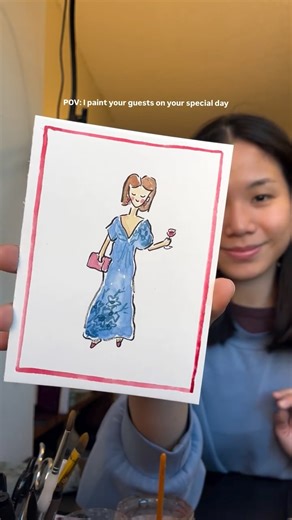 @nicha_chaowai on Instagram: "Capturing your guests moment on your special day 2026 and 2027 guest live painting is now open for reservations! If you are looking for a special gift for your guests, whether for a wedding, an event, or any special occasion, this will be a bespoke and memorable experience. #guestportraitartist #livepainting #wedding #bespoke #artist"